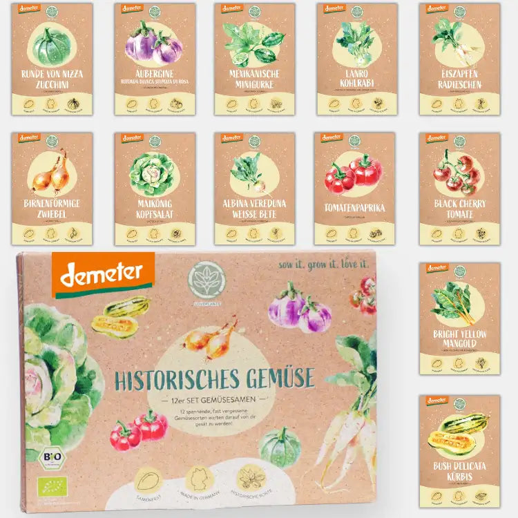 Demeter Historisches Gemüse Samen Set mit Keimgarantie